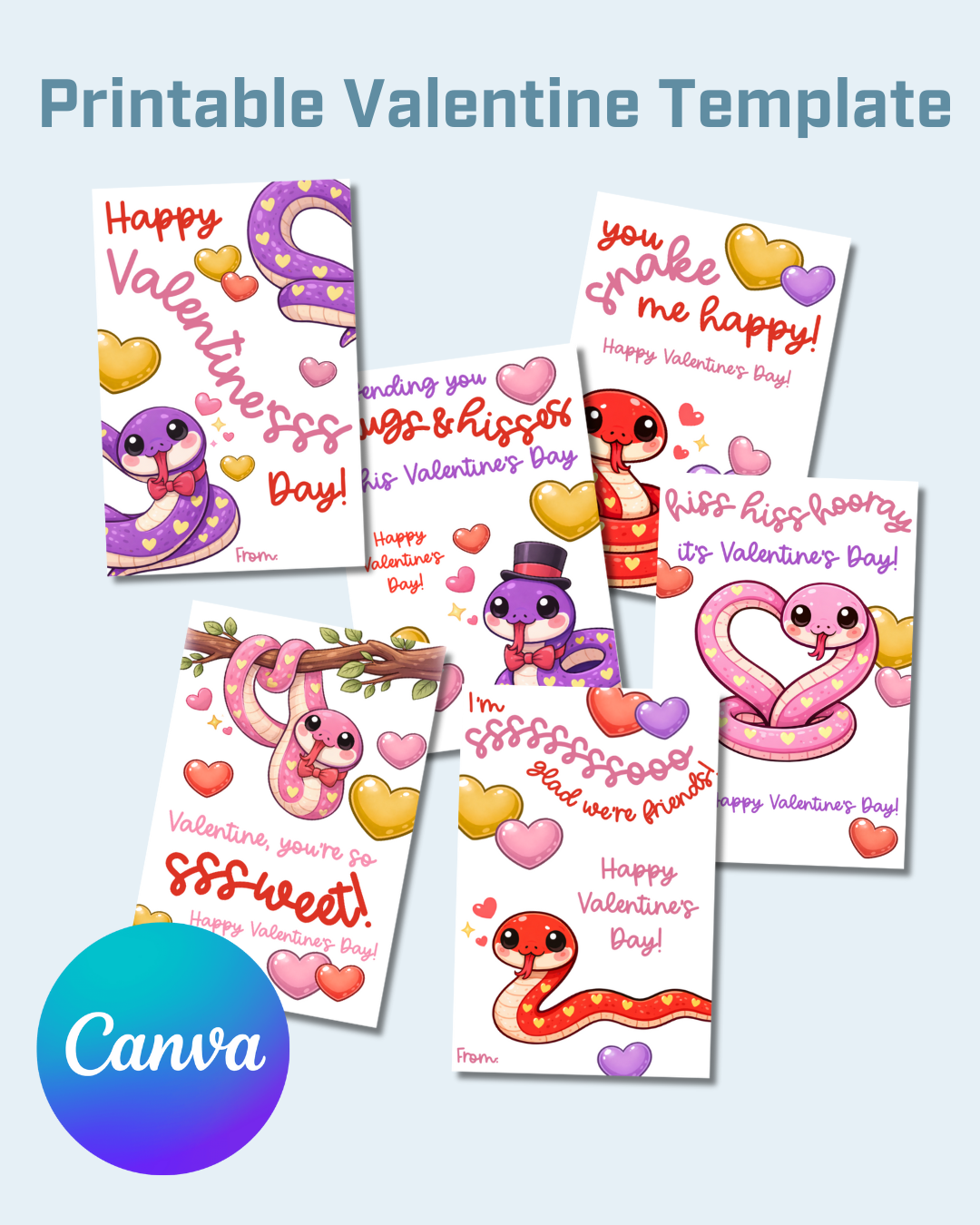Snake Printable Valentine Cards – Crafticist